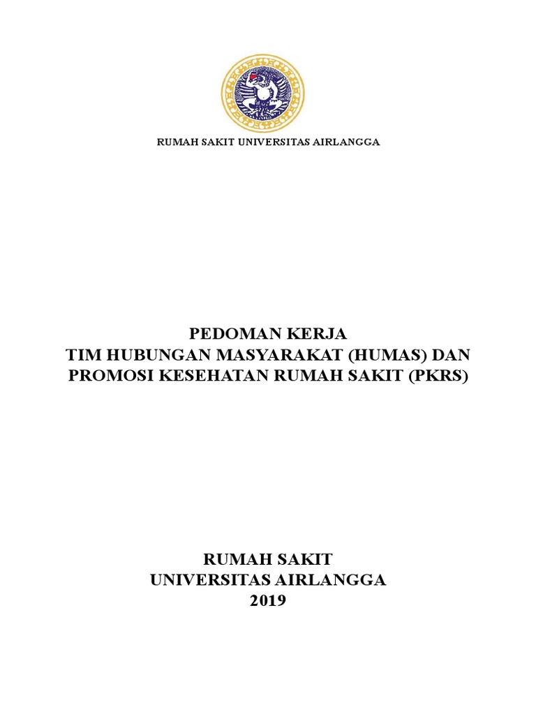 Pedoman Kerja Tim Humas Dan PKRS - 2019 | PDF