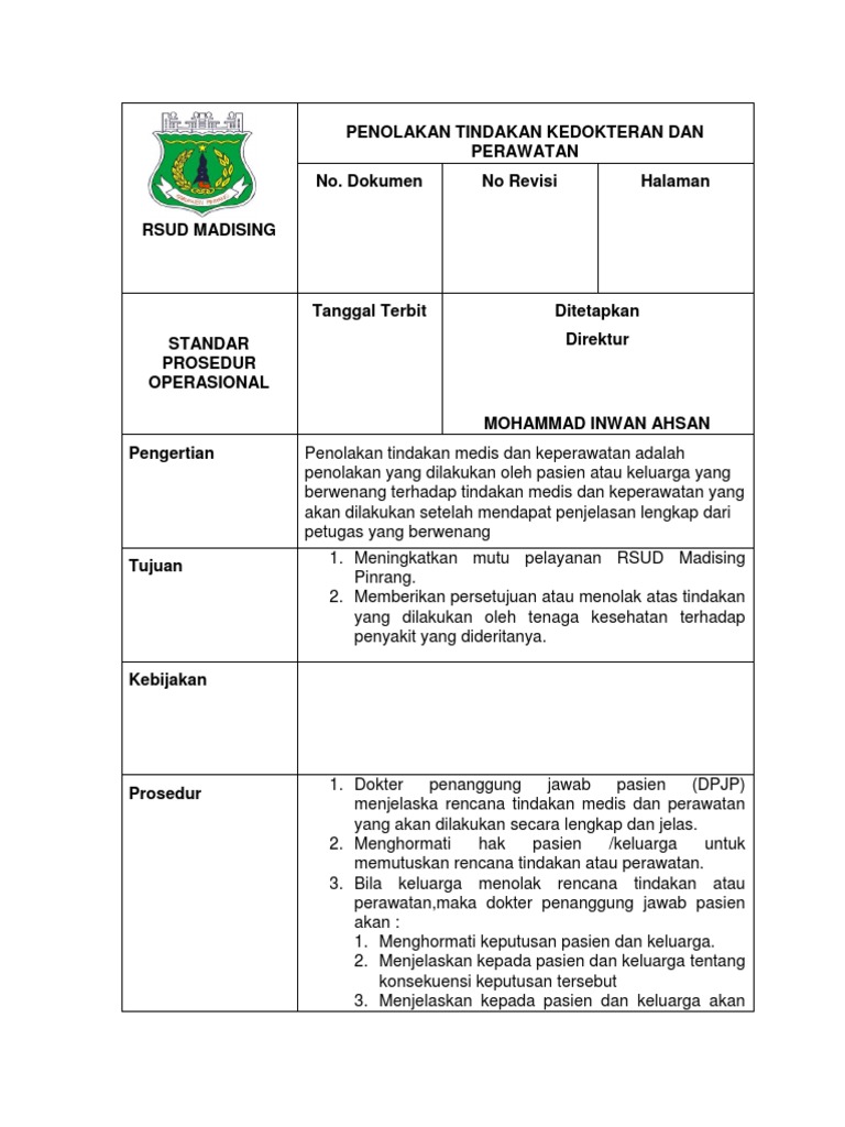 Penolakan Tindakan Medis di RSUD Madising | PDF