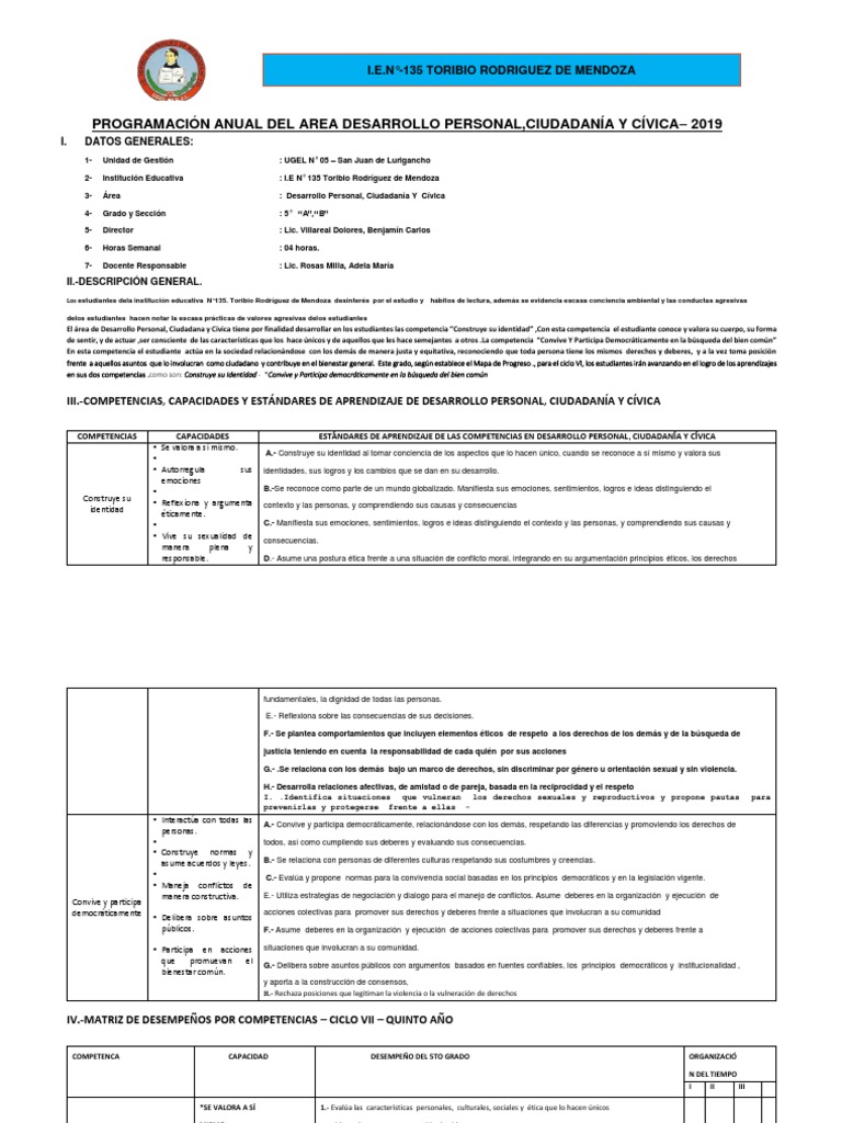 5to Programación Anual DPCC - 5° | PDF | Democracia | Ideologías políticas