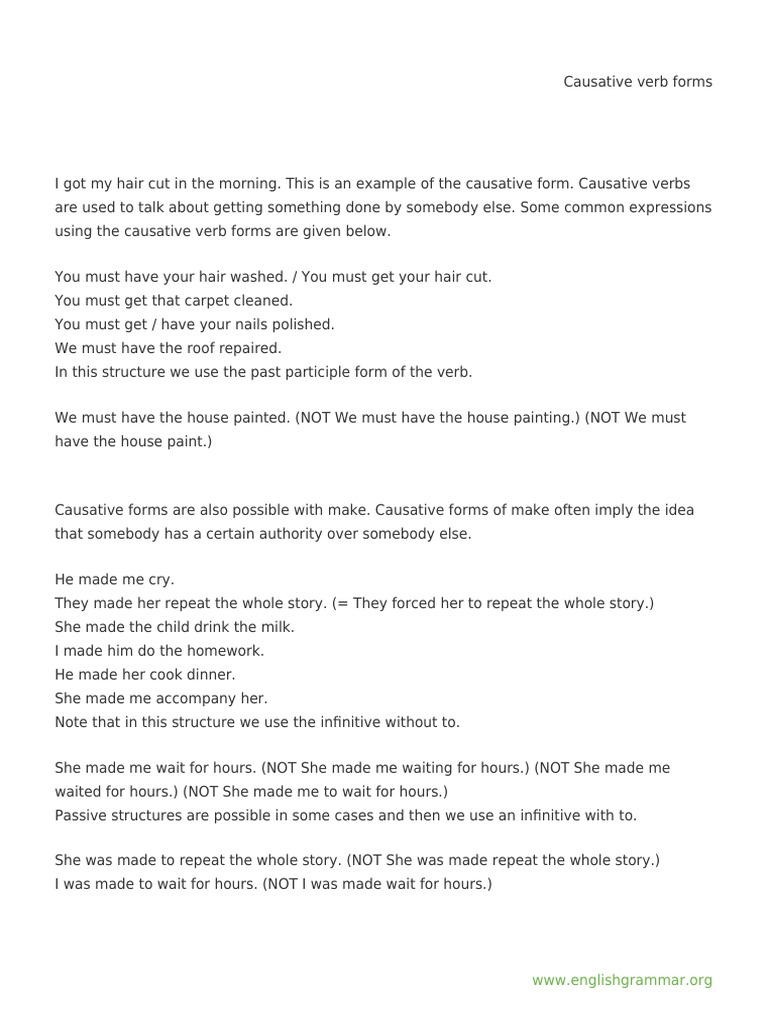 Causative Verb Forms Explained | PDF