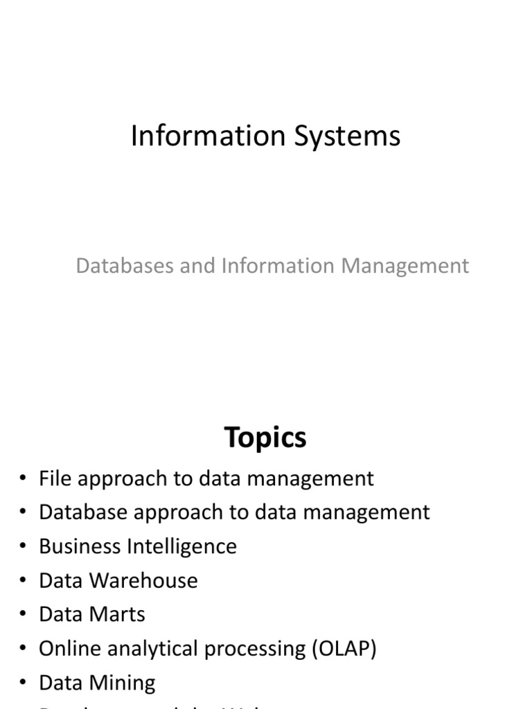 Databases and Information Management | PDF | Data Warehouse | Internet Protocol Suite