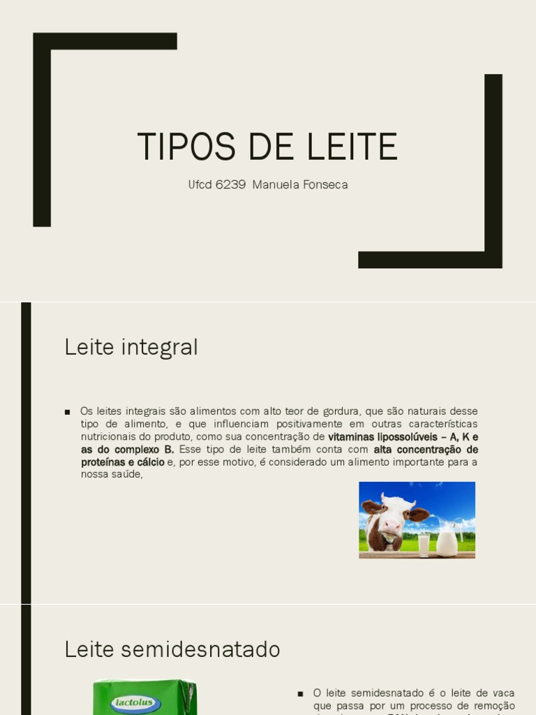 10 - Tipos de Leite. | PDF | Soja | Leite