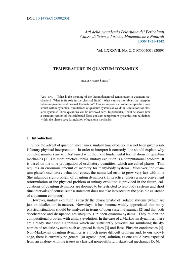 Temperature in Quantum Mechanics | PDF | Quantum Mechanics | Temperature