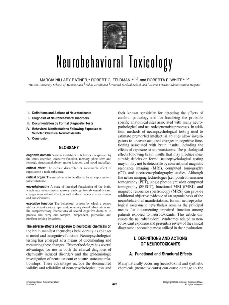 Neurobehavioral Toxicology | PDF | Memory | Spinal Cord
