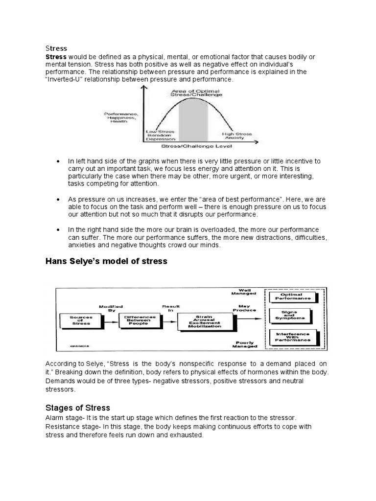Stress: Hans Selye's Model of Stress | PDF | Stress (Biology ...