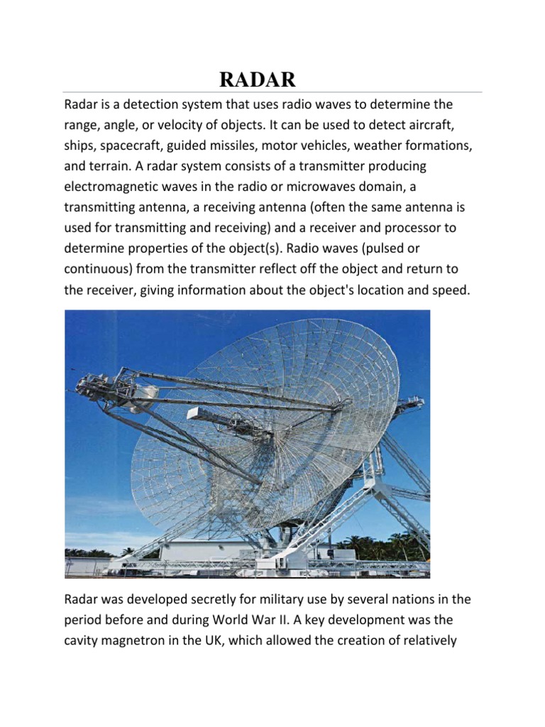 Radar Project | PDF | Radar | Radio