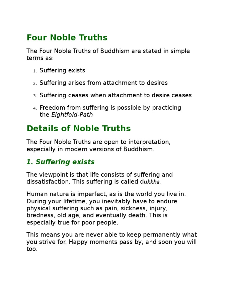 Four Noble Truths | PDF | Four Noble Truths | Noble Eightfold Path