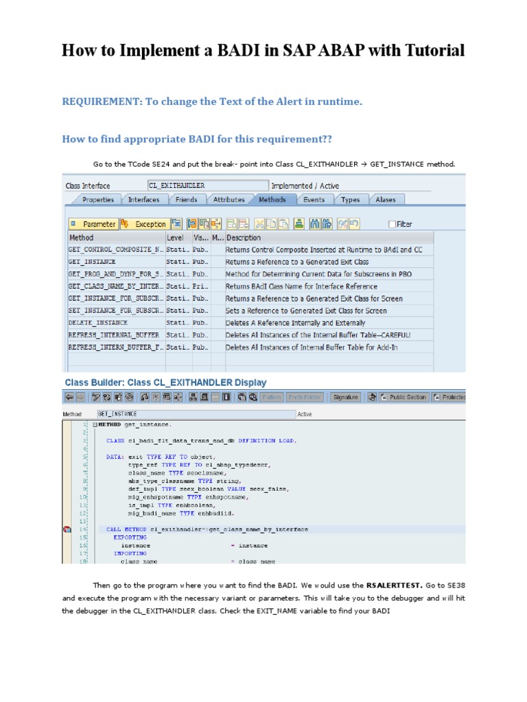 How To Implement A BADI in SAP ABAP With Tutorial | PDF