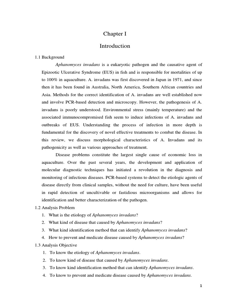 Aphanomyces Invadans Is A Eukaryotic Pathogen and The Causative Agent ...