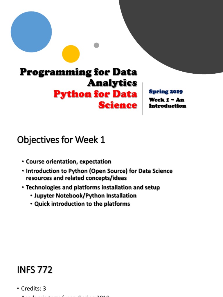 Programming For Data Analytics Introduction Pdf Class Computer Programming Python