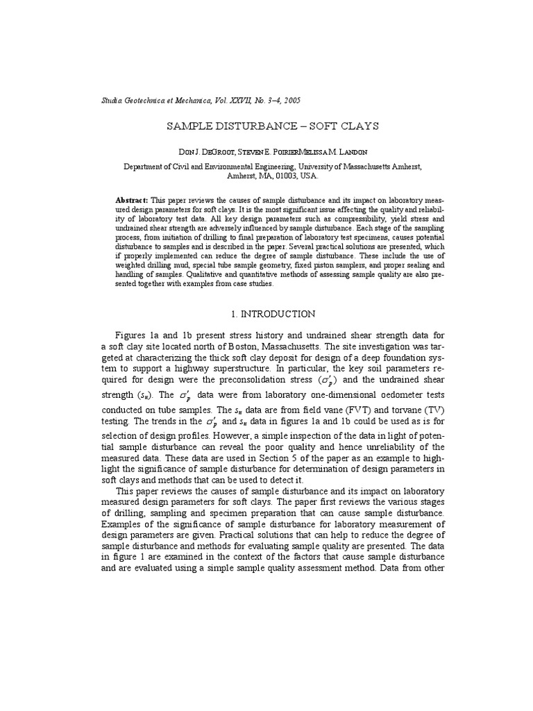 Sample Disturbance PDF | PDF | Geotechnical Engineering | Soil Mechanics