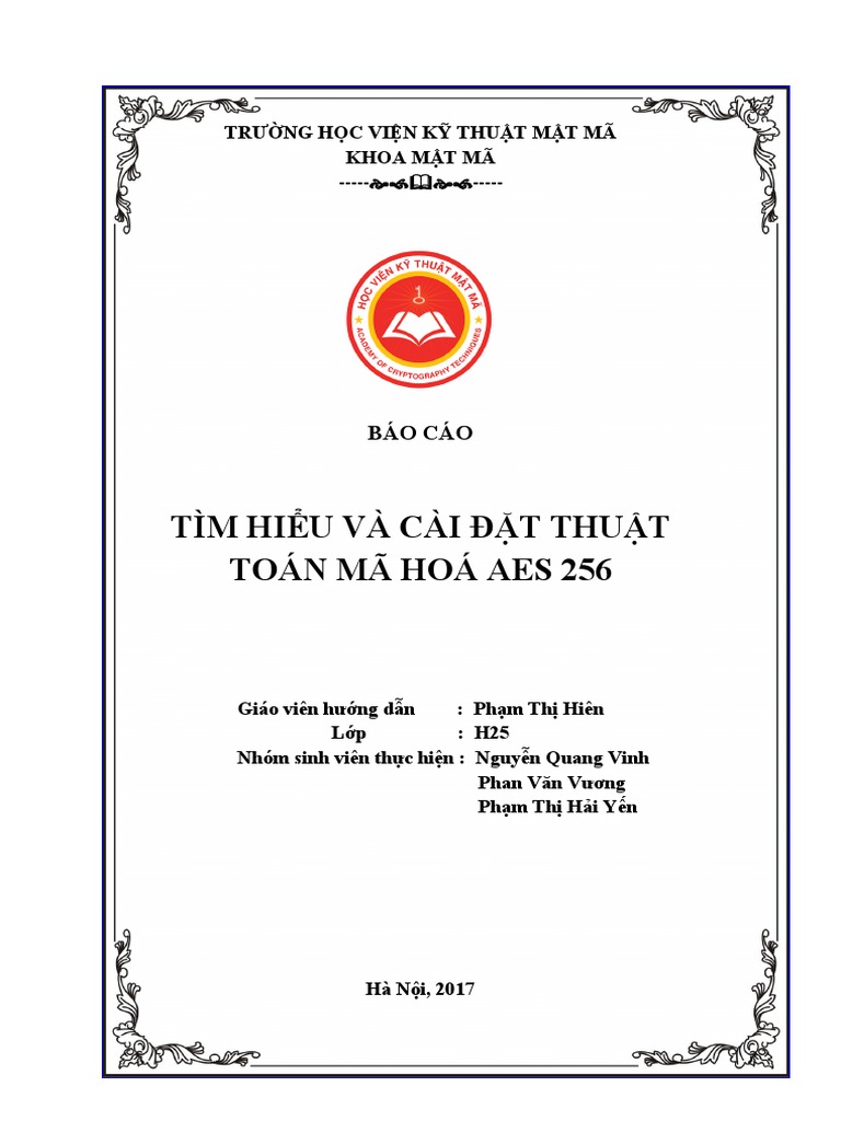 Thuật toán mã hoá AES 256 | PDF
