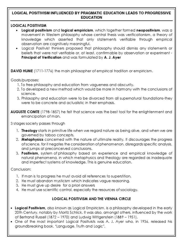 Logical Positivism | PDF | Empiricism | Contemporary Philosophy