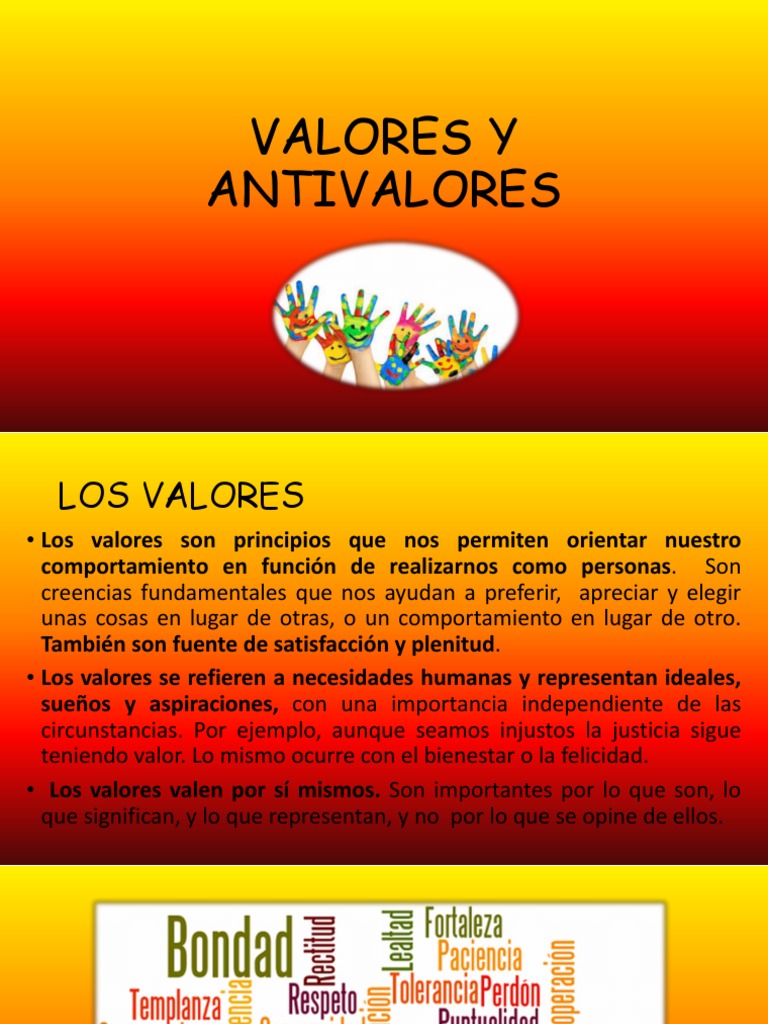 Valores y Antivalores | PDF | Amor | Tolerancia