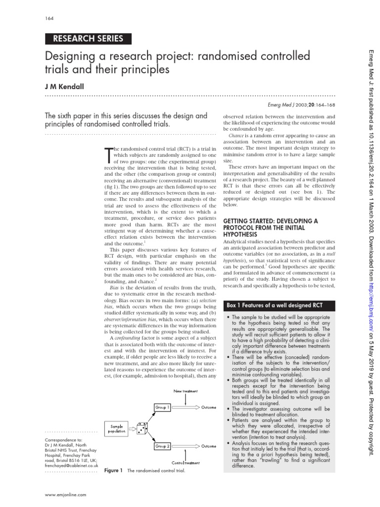 Designing A Research Project: Randomised Controlled Trials and Their ...