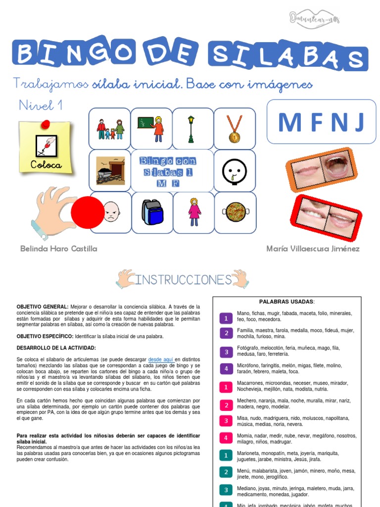 Bingo Con Sílabas M, F, N, J | PDF | Ocio