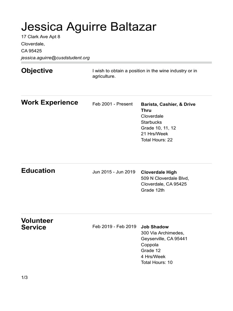 Jessicas Resume | PDF | Learning