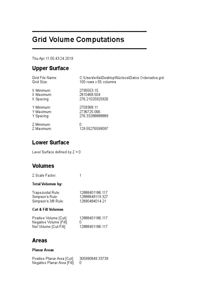 Grid Volume Computations - : Upper Surface | PDF