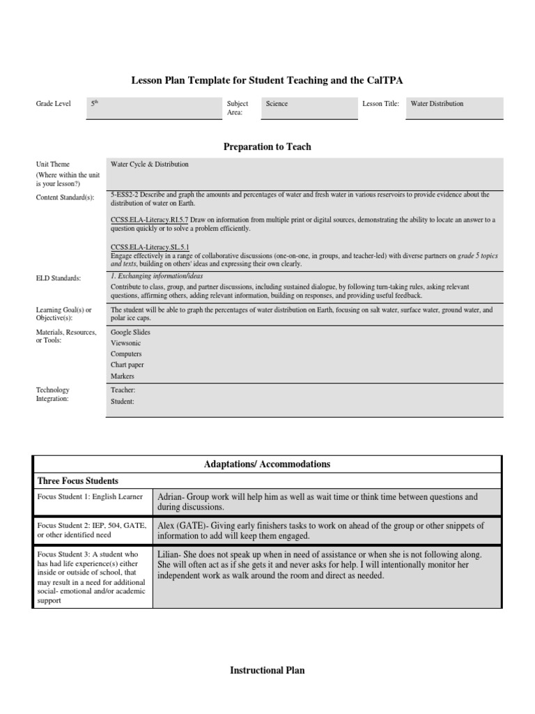Student Teaching - Water Cycle Lesson 5 | PDF | Lesson Plan | Information