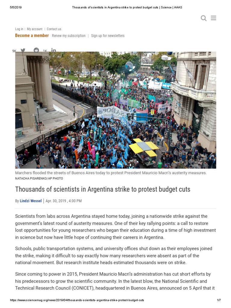 Argentina Scientists Strike Against Cuts | PDF | Argentina