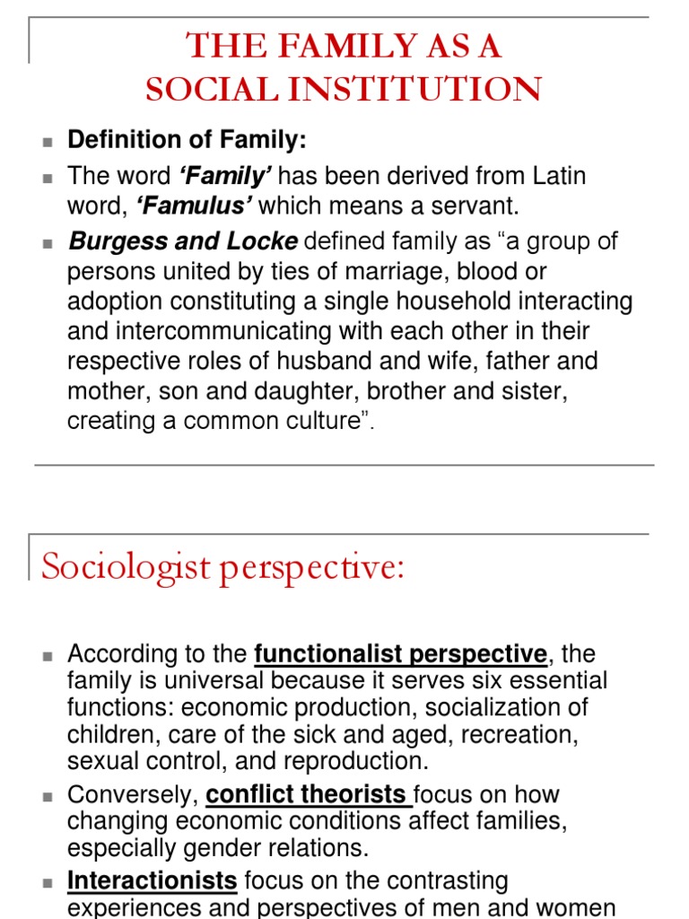Family as a Social Institution in Sociology | PDF | Family | Marriage