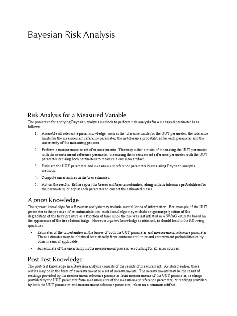 Bayesian Risk Analysis for Measured Variables | PDF | Probability ...