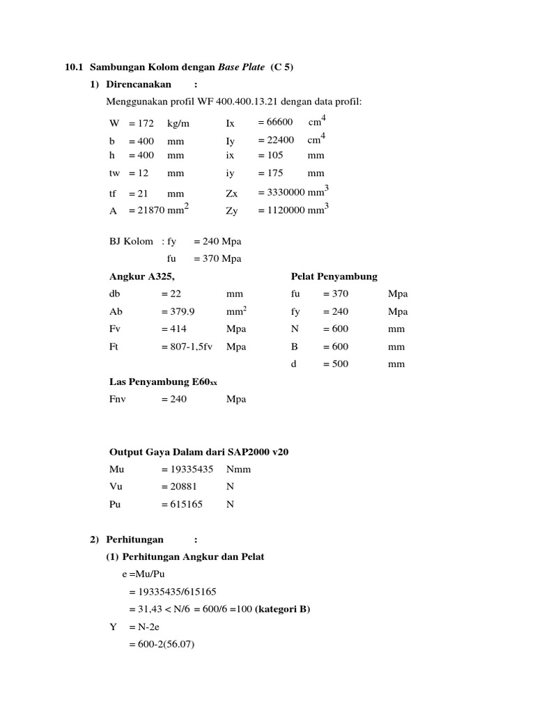 Sambungan Kolom-Base Plate | PDF