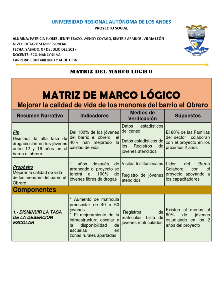 Matriz de Marco Lógico | PDF | Business | Educación avanzada