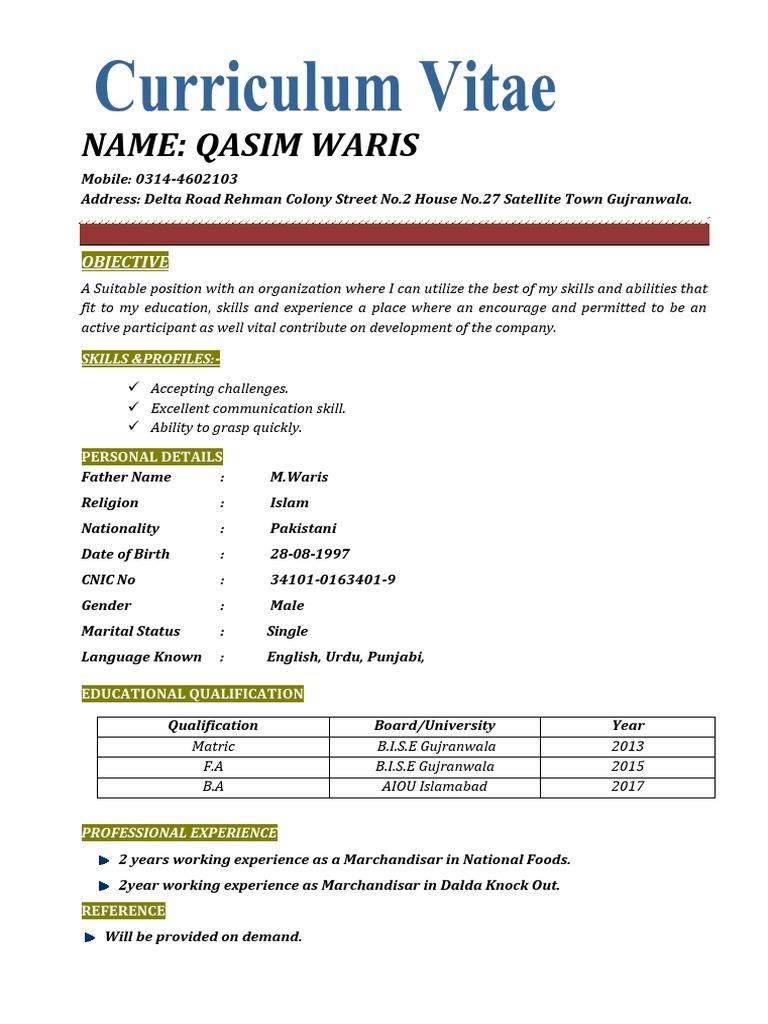 Qasim Waris: Resume and Skills Overview | PDF