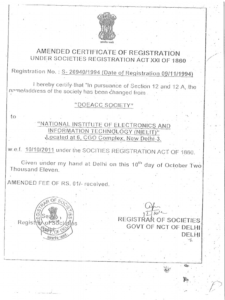 Doeacc To Nielit Name Change | PDF