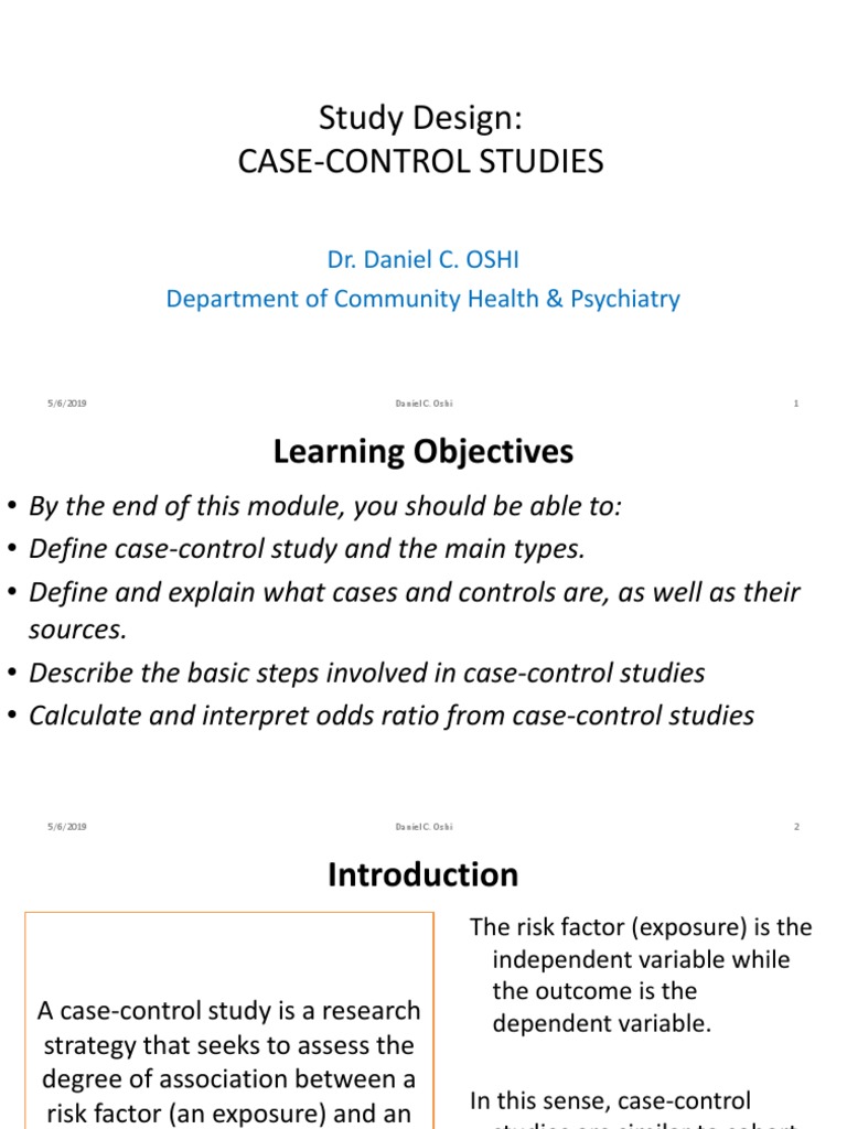 Case Control Studies | PDF | Cohort Study | Odds Ratio