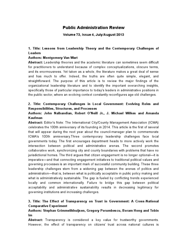 Public Administration Review: Volume 73, Issue 4, July/August 2013 ...