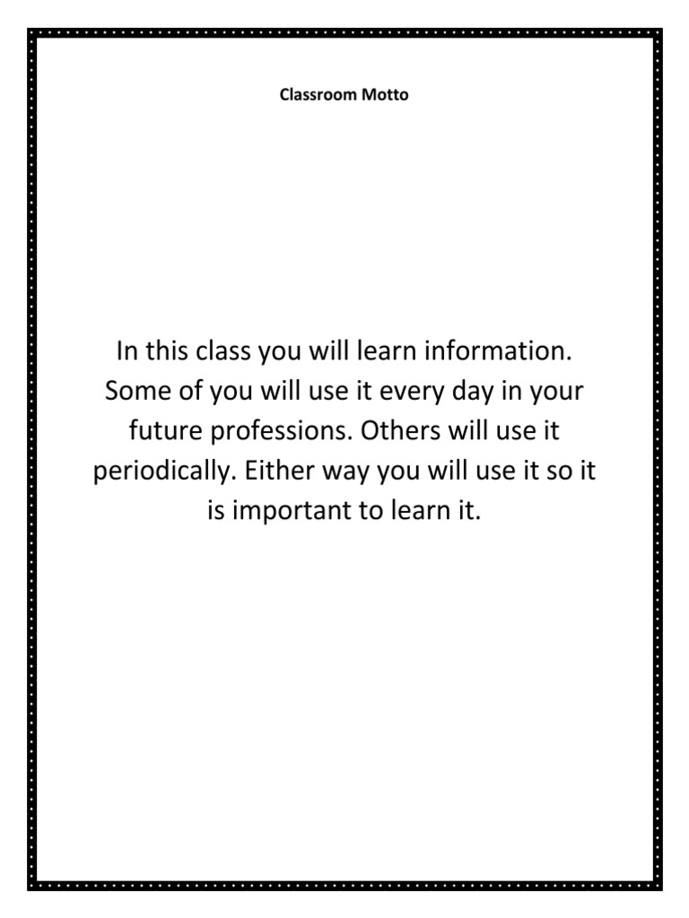 Classroom Motto | PDF