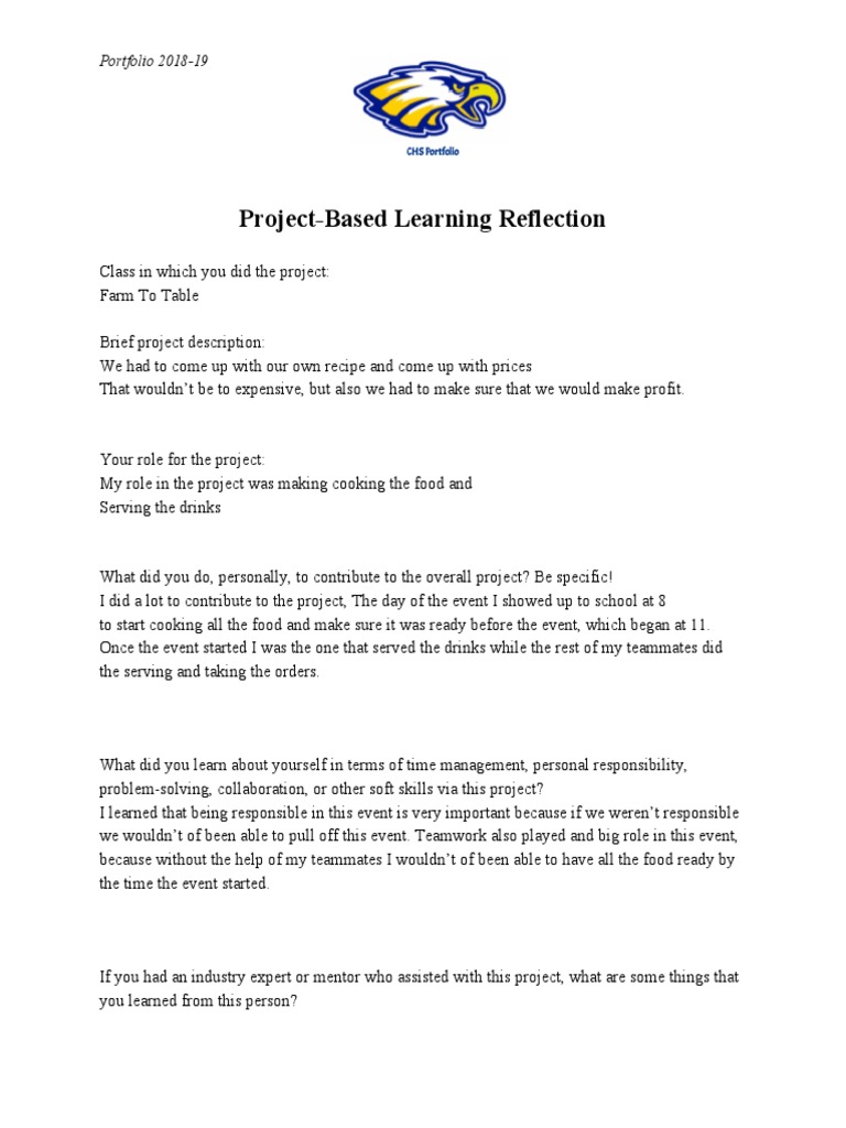 PBL Reflection | PDF