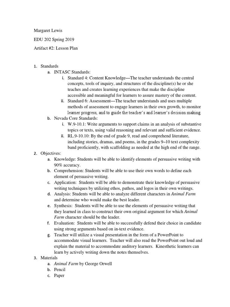 Edu 202 Artifact 2 | PDF | Lesson Plan | Applied Psychology