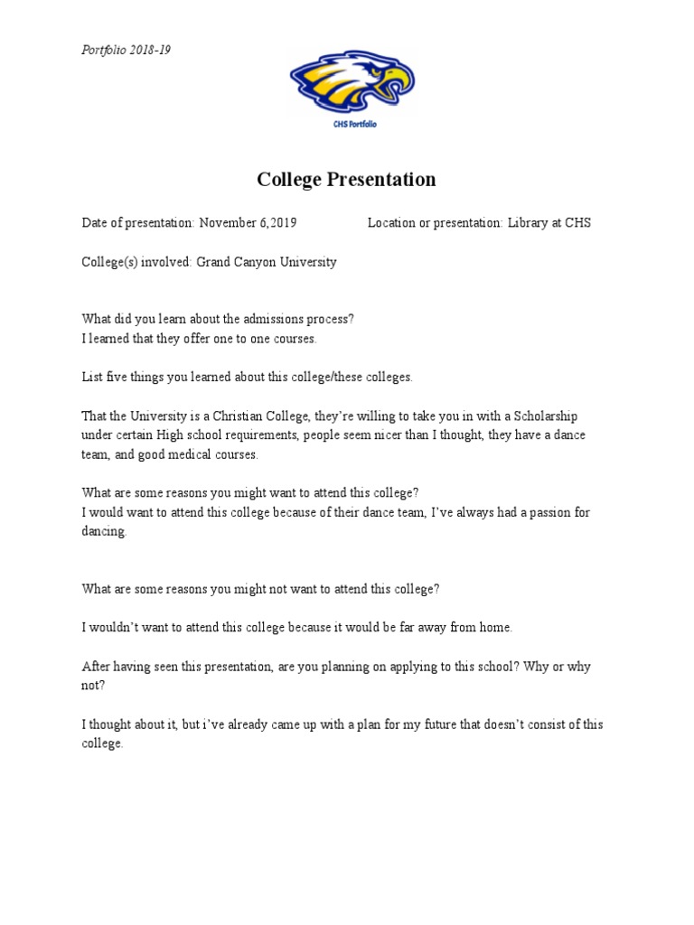 College Presentation | PDF