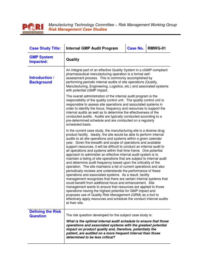 Case - Study - RMWG-01 - Internal - GMP - Audit - Program PDF ...