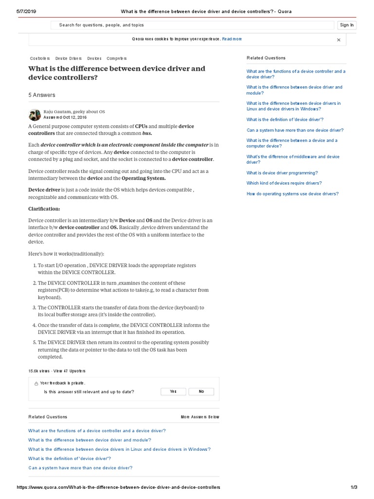 Difference between device drivers and controllers | PDF | Device Driver ...