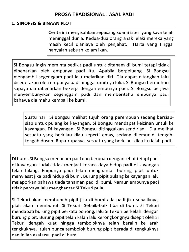 Asal Padi - Sinopsis, Binaan Plot, Latar, Tema, Persoalan | PDF