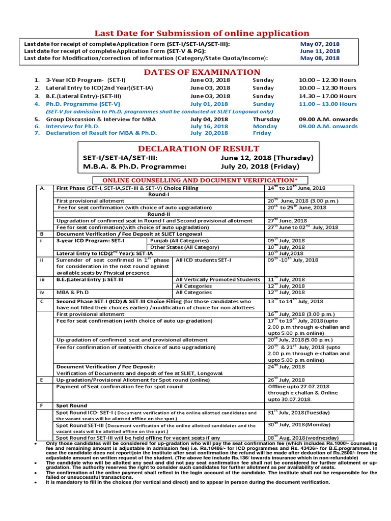 Last Date For Submission of Online Application | PDF | Fee | Services ...