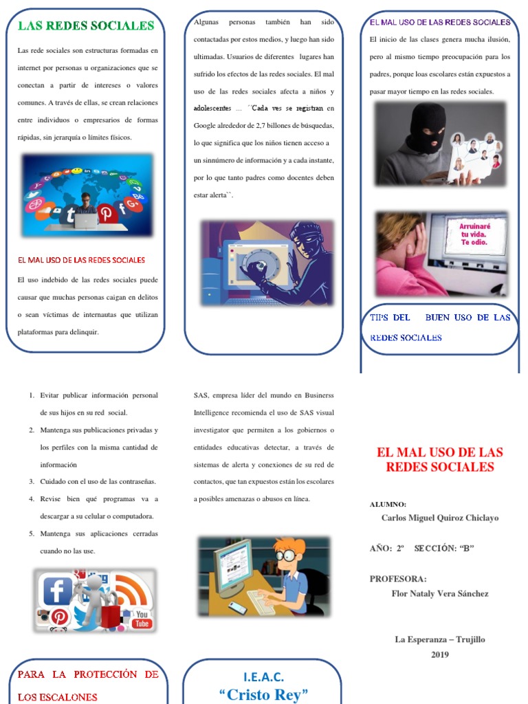 Las Redes Sociales-Triptico | PDF | Servicio de redes sociales | Informática