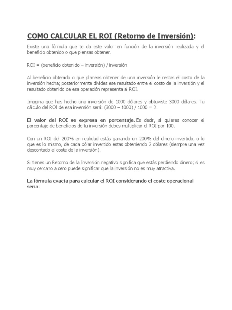Cómo Calcular el ROI Efectivamente | PDF