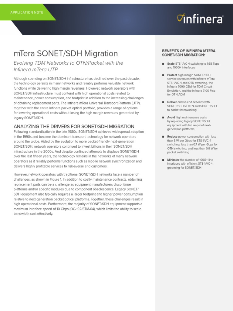 AN Mtera SONET SDH Migration 74C 0175 RevB 0119 PDF | PDF ...
