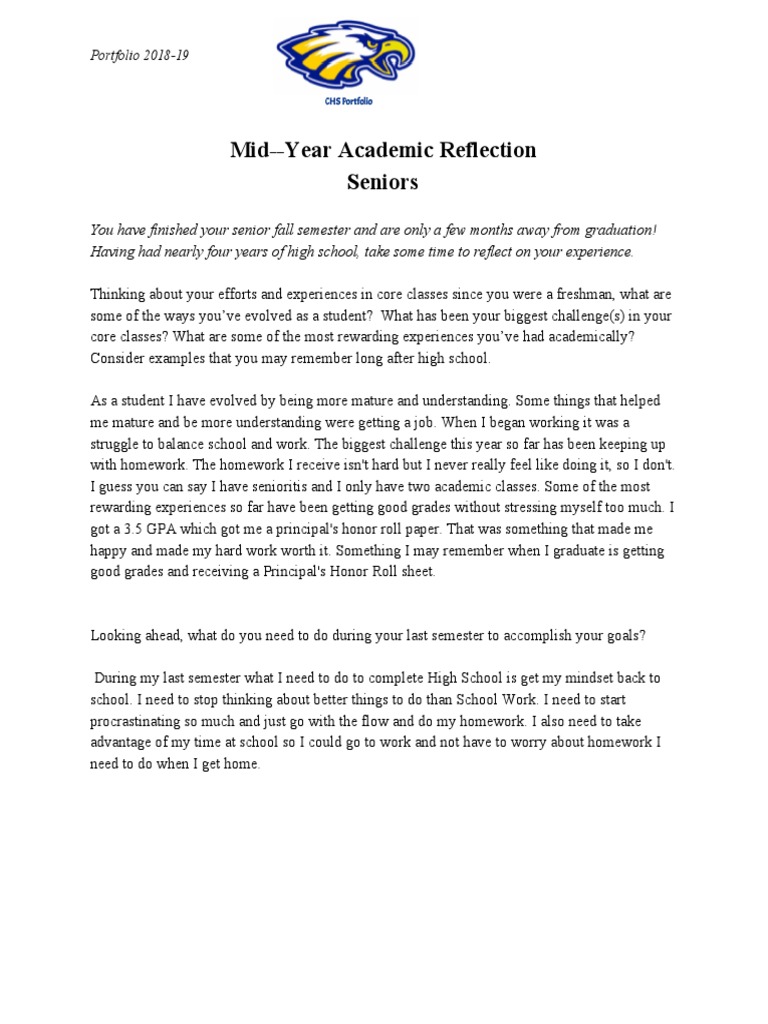 Mid - Year Academic Reflection | PDF