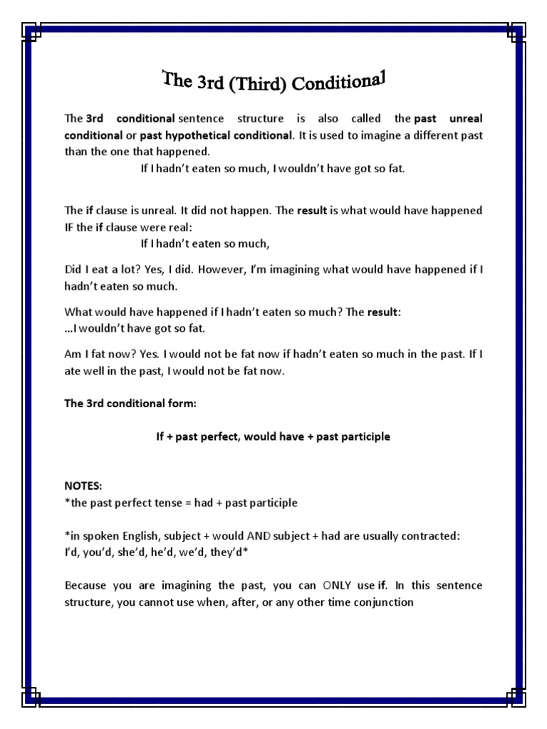The Third Conditional Grammar | PDF | Perfect (Grammar) | Grammar