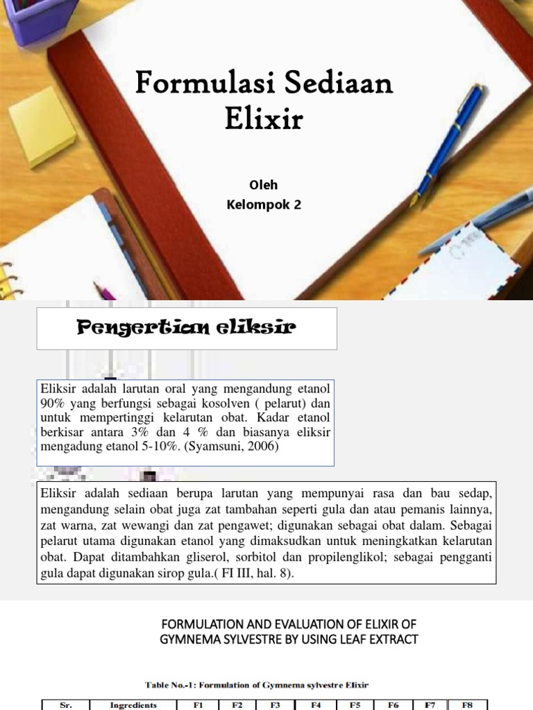 Formulasi dan Evaluasi Sediaan Eliksir | PDF