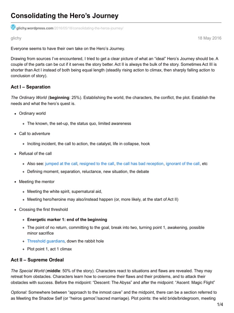 Consolidating The Hero's Journey | PDF | Hero | Plot (Narrative)
