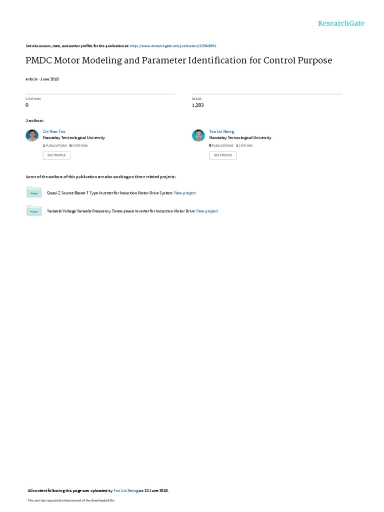PMDC Motor Parameter Identification Using Step Response | PDF ...