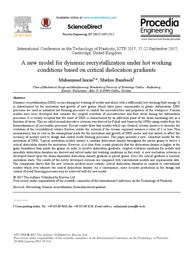 Cold Working | PDF | Dislocation | Crystallite