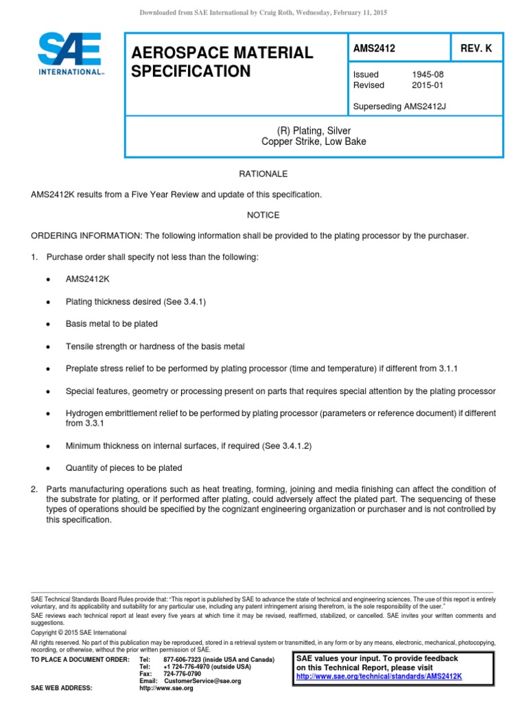 Ams 2412 K | PDF | Specification (Technical Standard) | Copper